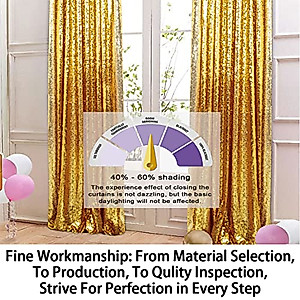 Sequin Backdrop 4x10ft Shiny Gold Sequin Curtains 2 Panels Glitter Backdrop Curtains for Parties Photography Background M0511