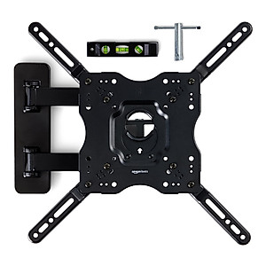 Amazon Basics Full Motion Articulating TV Monitor Wall Mount for 22-55 Inch TVs and Flat Panels up to 80 Lbs, Black