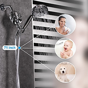 6 Functions Handheld Shower Head Set High Pressure Shower Head High Flow Hand Held Showerhead Set with 59 Inch Hose Bracket Teflon Tape Rubber Washers