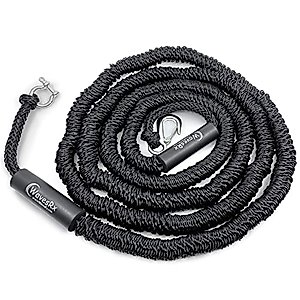 WavesRx 14'-50' AnchorMate Bungee Line | Safer Anchoring for Boats & Pontoons | Elastic Rope Extends to Absorb Wake Tugs and Keep Anchor from Dislocating | Includes Bag, Stainless Steel Hook & D Ring