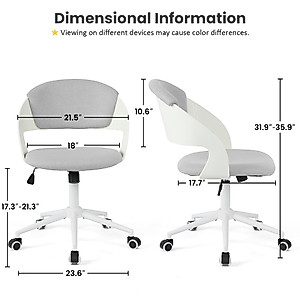 HYLONE Kids Desk Chair Set of 2, Cute Study Chair for Boys Girls Height Adjustable, Swivel Computer Task Student Chairs for Growing Teen, Office Chair for Home/School/Office, Grey