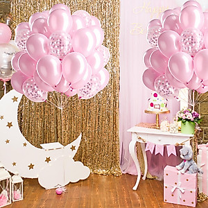 12inch Pink Balloon and Metallic Silver Balloon for Wedding Bridal Birthday Baby Shower Decoration