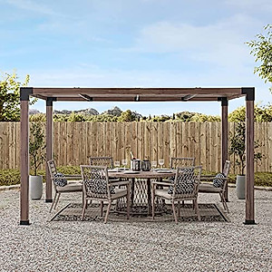 Sunjoy Outdoor Pergola 10 x 12 ft. Steel Frame Pergolas with Nature Wood Grain Finish for Patio, Garden and Backyard Activities by SummerCove