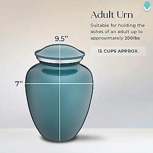 Geturns Embrace Adult Personalized Doves Cremation Urns for Human Ashes I Large Teal Funeral Urn for Men and Women I 200 lbs