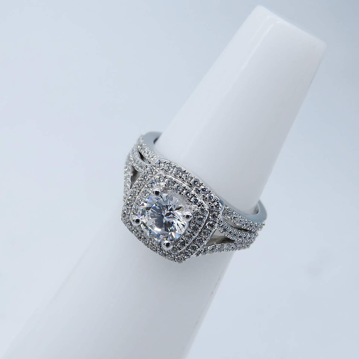 Dazzlingrock Collection 2.70 ctw Round Cubic Zirconia Double Halo Engagement Ring Set for Her (6mm Center Stone) in 10K White Gold, Size 7