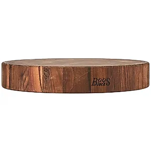 John Boos Block WAL-CCB183-R Classic Collection Walnut Wood End Grain Round Chopping Block, 18 Inches Round x 3 Inches