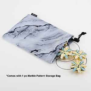 Cosmos 2 Pairs Curtain Tiebacks Flower Curtain Clips Decorative Drapery Holdbacks with 1 Pc Marble Pattern Storage Bag