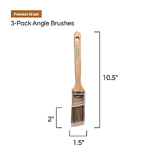 Vermeer Paint Brush Set - 3-Pack - 1.5" Angle Brushes for All Latex and Oil Paints & Stains - Home Improvement - Interior & Exterior Use