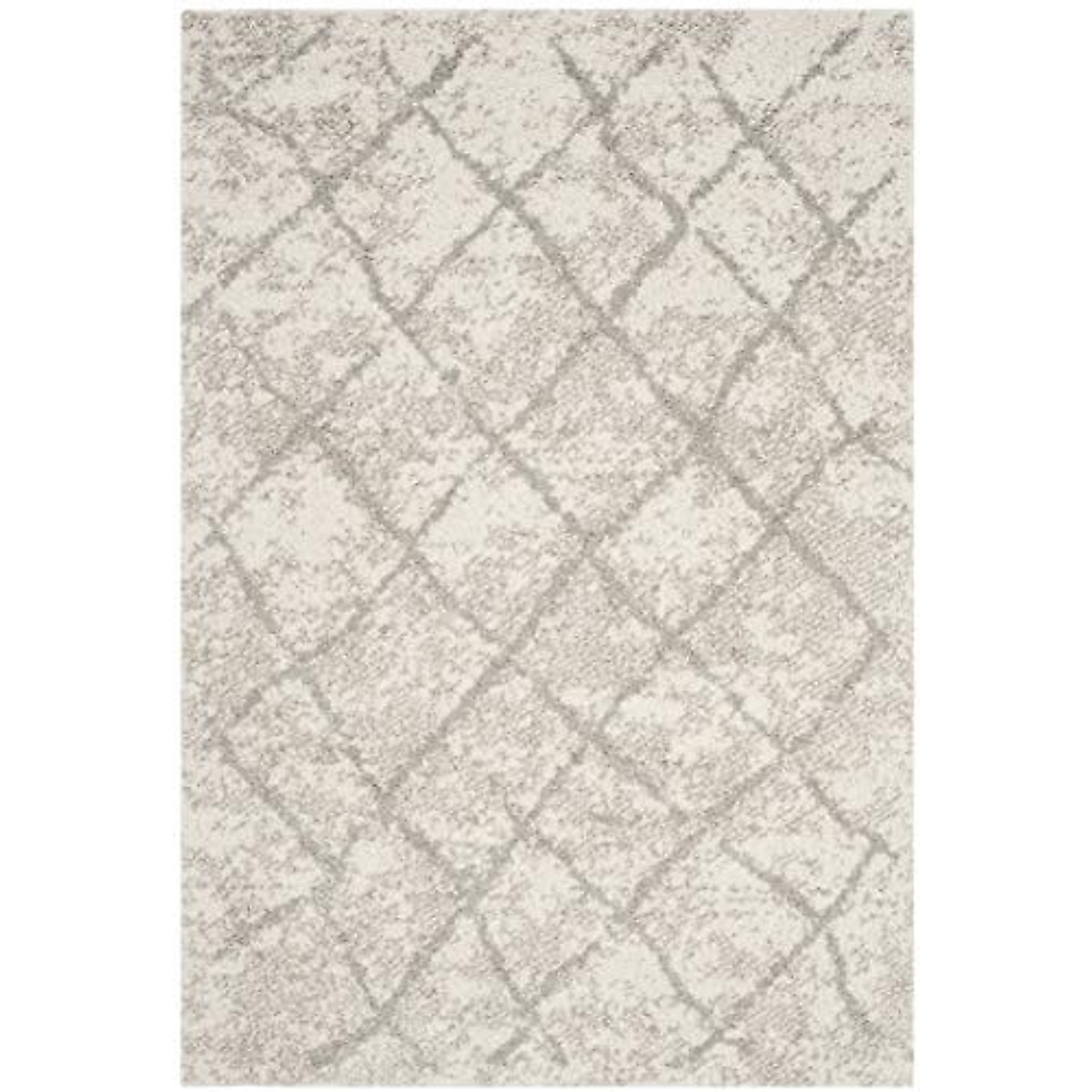 SAFAVIEH Berber Shag Collection 5'5" x 7'7" Cream / Light Grey BER162C Moroccan Non-Shedding Living Room Bedroom Dining Room Entryway Plush 1.25-inch Thick Area Rug