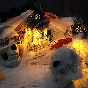 Reperla Festive Lanterns, 7.8" Halloween Decorations Lights with Patterns,Black Flame Effect LED Candle Lantern Kids Gifts for Home,Table,Tree,Activities,Party,Porch (Set of 2)