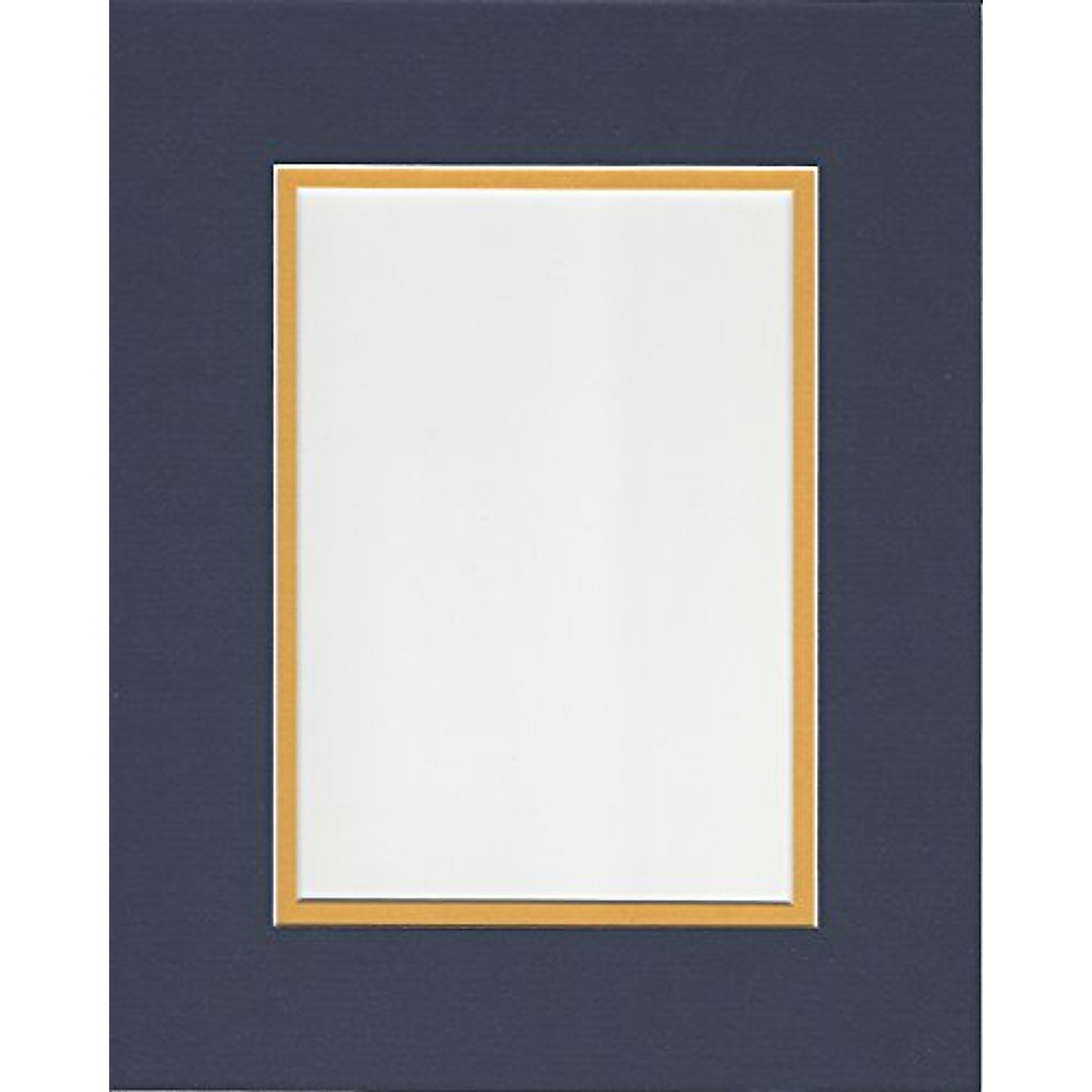16x20 Navy Blue and Sun Yellow Double Picture Mat, Bevel Cut for 12x16 Picture or Photo