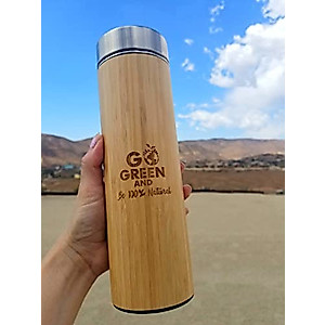 Go Green. Coffee and Tea Thermo Stainless steel double wall with tea infuser. Eco design. Coffee and tea. 18 oz. Leak proof lid. Best gift for coffee lovers. (Large)