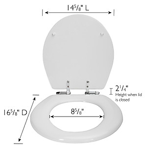 Dalton Toilet Seat Round Soft Close – White Wooden Round Standard Toilet Seat for Bathroom – Design House, 544296