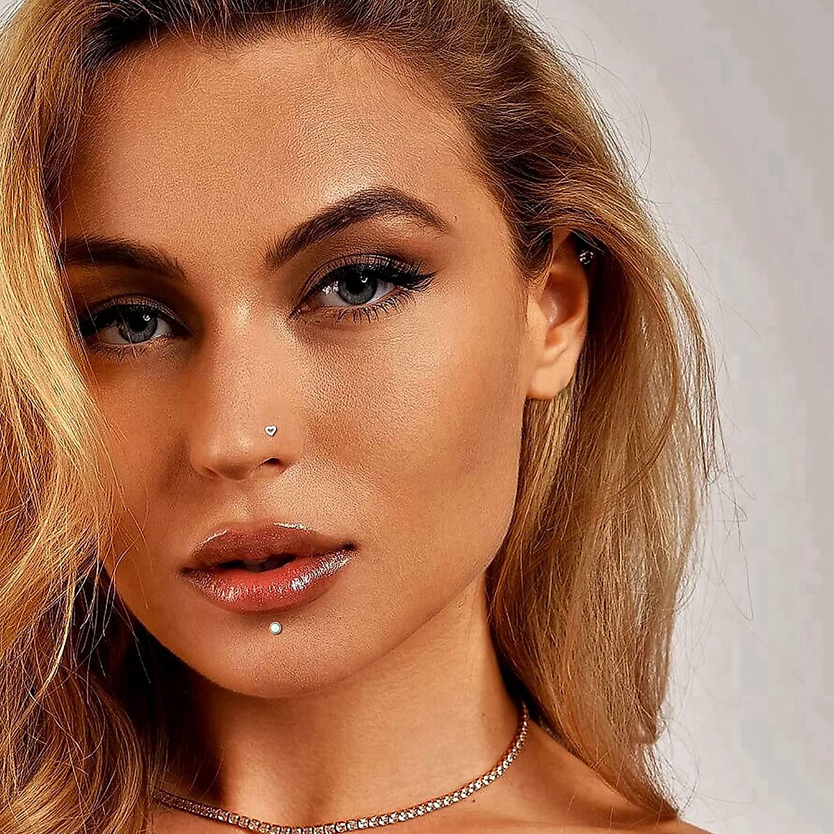 Fansilver 16G Threadless Push in Lip Rings Stainless Steel Tragus Helix Earrings Studs Nose Rings for Women Men Labret Jewelry Monroe Lip Rings CZ Medusa Cartilage Piercing Jewelry 8mm