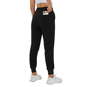 Heathyoga Fleece Lined Joggers for Women Thermal Sweatpants for Women Joggers with Pockets Workout Pants Running Pants Black