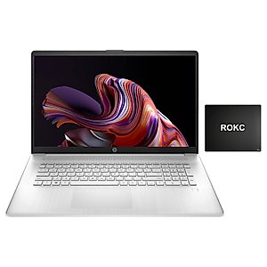 HP 2021 17 Laptop, AMD Ryzen 5 5500U(Beat i7-1065G7) 16GB RAM 1TB SSD 17.3 FHD Display, Webcam for Zoom, HDMI, Wi-Fi, Premium Lightweight Thin Design, Win 10 S-Free Windows 11 Update| ROKC Bundle