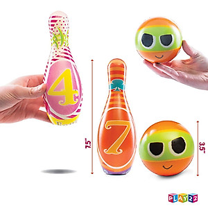 Play22 Kids Bowling Set with Carrying Bag - Colorful 12 Piece Toy Bowling Set - Sturdy Soft Foam Set - Includes 10 Pins and 2 Balls – Childrens Bowling Set & Toddler Bowling Set - Original