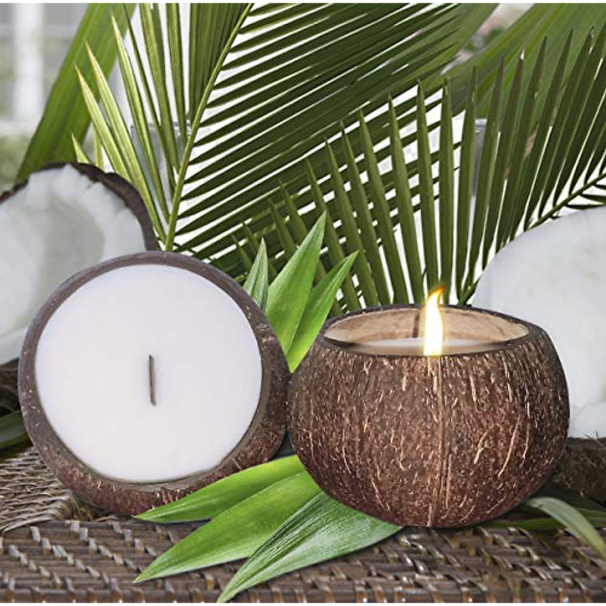 Coconut Bowl Candle – 14oz Premium Soy – Wood Wicked Coconut Scented Candle – Natural Coconut Shell – Eco Friendly – Ideal for Home and Beach Décor – Aromatherapy Candle