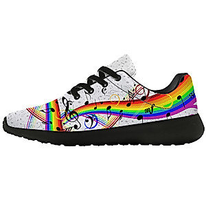 Music Themed Shoes Womens Mens Fashion Sneakers Walking Tennis Shoes Music Note Signs Rainbow Shoes,US Size 11 Women/9.5 Men