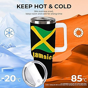 Jamaican Flag 40OZ Tumbler Stainless Steel Travel Mug Water Bottle Car Cup Tea Cups with Lid White-style