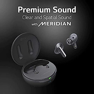 LG TONE-FP7C.AUSACLK Tone Free FP7 Active Noise Cancellation True Wireless UVnano Earbuds, Black Bundle Macarons Carrying Case (Lemon)