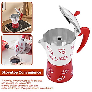 SHANGSKY Espresso Maker Italian Coffee Maker 10oz, Stovetop Coffee Maker Cafetera Italiana Aluminum Mocha Pot with Wooden Handle, Stove Top Espresso Machine (Heart)