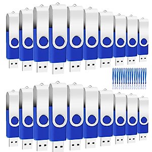 20PCS 4GB Bulk Flash Drives EASTBULL USB 2.0 Metal 4GB Flash Drive Bulk Thumb Drive Pack Swivel USB Drives Pack (Blue 20Pack)