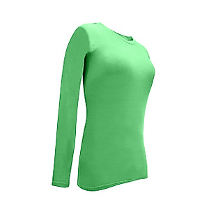 Cotton Essentials Women's Under Scrub Tee Crew Neck Long Sleeve T-Shirt (Light Green, Small)