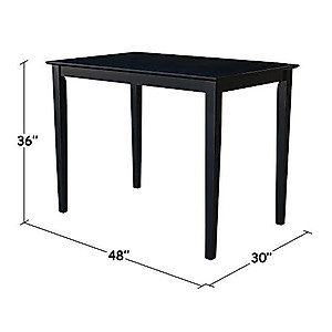 International Concepts Solid Wood Dining Table with Shaker Legs, 48 by 30 by 36-Inch, Black