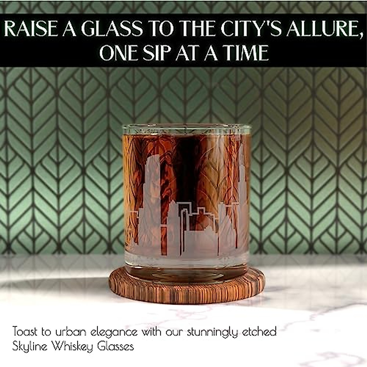 Greenline Goods Skyline Etched Chicago Whiskey Glasses Gift (Set of 2) | Old Fashioned Tumbler – For Chicago Lovers - Windy City Accessories and Souvenirs - Illinois Glassware Decor