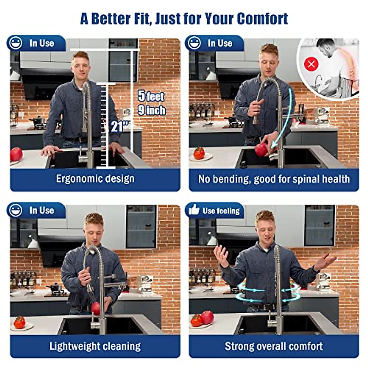 APPASO Kitchen Faucet with Pot Filler, Commercial Pre-Rinse High Arc Kitchen Sink Faucet with Pull-Out Spring Spout, Professional Single Handle Faucets for Kitchen Sink, Brushed Nickel