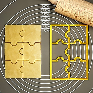 Large Rectangle Puzzle Cookie Cutter for Dough, 6 Pcs Multicutter 6.375" by 4.25" with 2.125-Inch Square Pieces (Puzzle)