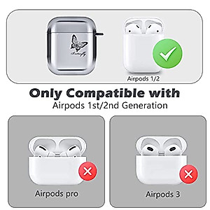 Cute AirPods Case with Beautiful Butterfly Pendant, Soft Silicone Protective Electroplating Cover Compatible with 2nd and 1st Generation Case