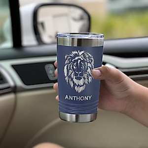 LaserGram 16oz Vacuum Insulated Pint Tumbler, Boat Anchor, Personalized Engraving Included (Navy Blue)