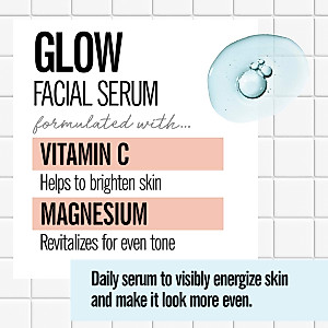 Valjean Labs Facial Serum, Glow | Vitamin C + Magnesium | Helps to Brighten and Clear Skin, Even Tone and Prevent Wrinkles | Paraben Free, Cruelty Free, Made in USA (1.83 oz)