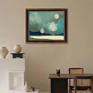 Space Art Deco, 16x20 Picture Frame without Mat for 16x20 Poster/Photo/Print, Shatter-Resistant Real Glass Wall Mounting Display (Black and Ornate Gold Design, 1-Pack)