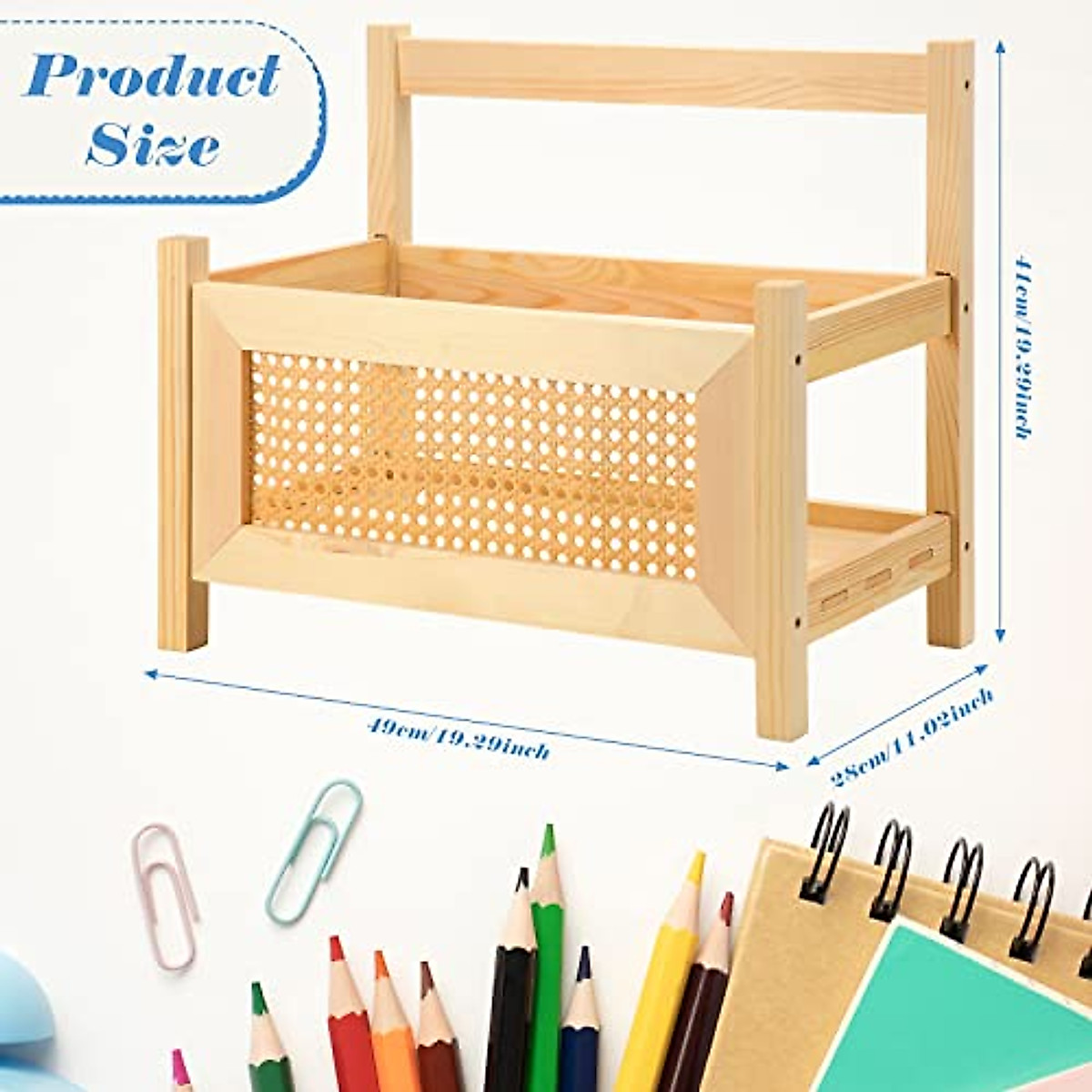 Leinuosen Rattan Bookshelf Nursery Kids Book Shelf Organizer Floor Kids Room Book Storage Boho Nursery Rattan for Bookcase Bedroom Kids Room Entryway Living Room Waiting Room Bedroom