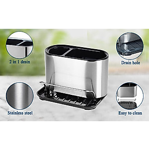 Sink Sponge Holder Stainless Steel Sink Caddy Dish Brush Holder Drains Water for Kitchen