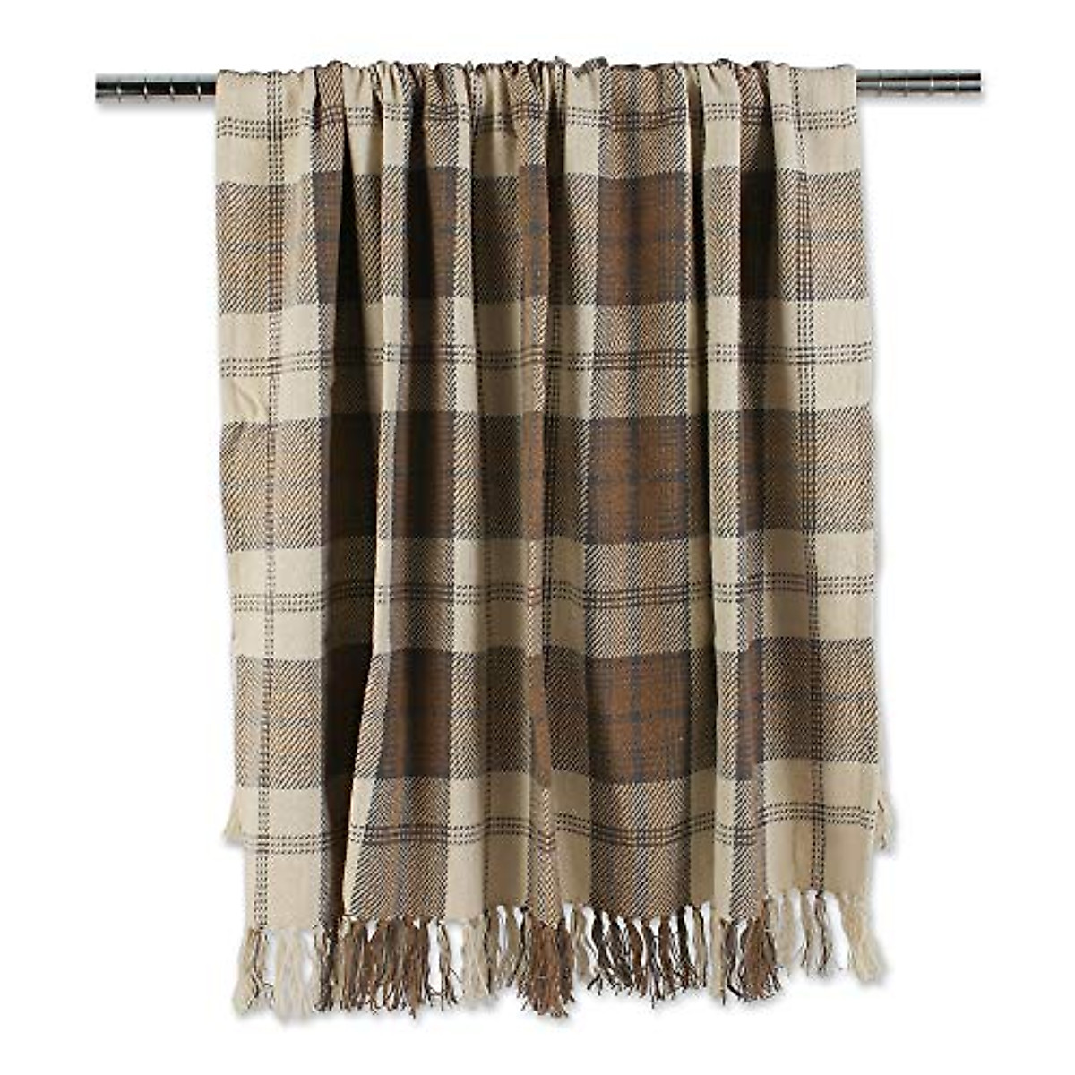 DII Farmhouse Woven Throw, 50x60 with 3" Fringe, Stone, 1 Piece