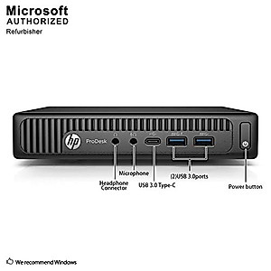 HP 600 G2 Micro Computer Mini Tower PC (Intel Quad Core i3-6100T, 16GB DDR4 Ram, 256GB Solid State SSD, WIFI, VGA, USB 3.0) Win 10 Pro (Renewed)