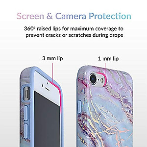 Velvet Caviar Compatible with iPhone SE 2020 Case, iPhone 8 Case, iPhone 7 Case Marble for Women & Girls - Cute Protective Phone Cover (Pink Iridescent Holographic Blue)