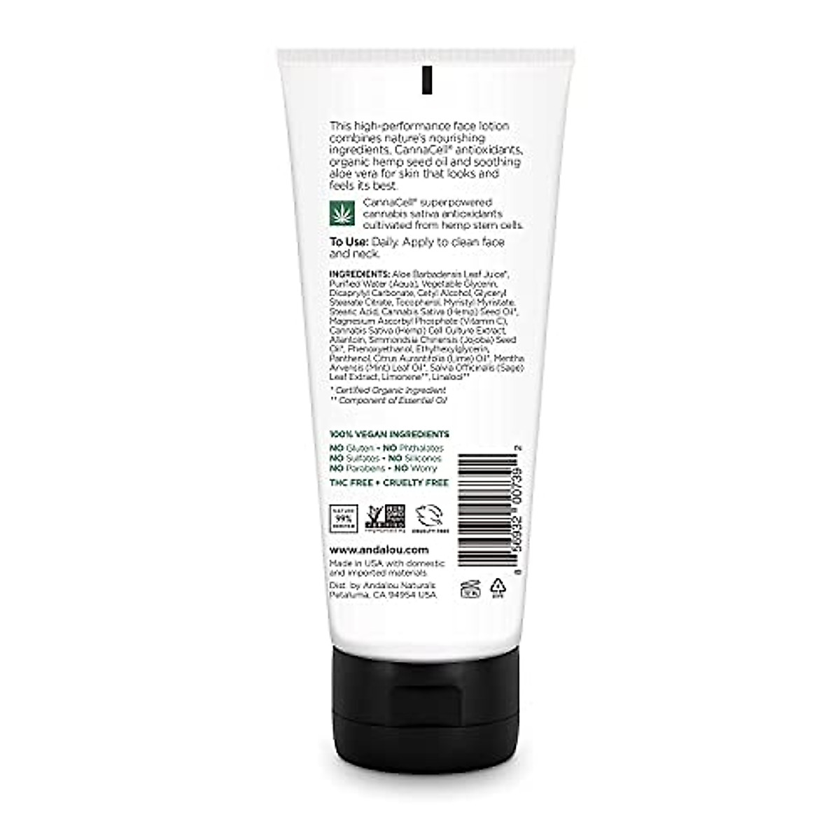 Andalou Naturals CannaCell MEN Comforting Face Lotion, 3.1 Ounce
