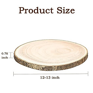 Pllieay 8Pcs 12-13 Inch Wood Slices, Natural Wood Slices for Centerpieces Large Unfinished Round Wood Pieces for Ornaments, Wood Circles for Wedding, Table Centerpieces Decor and Other DIY Crafts
