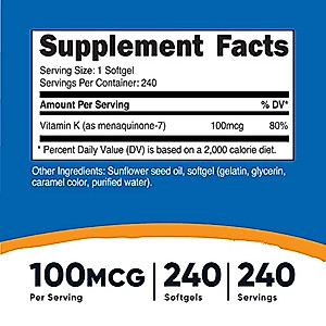 Nutricost Vitamin K2 MK-7 100 mcg, 240 Softgels - Gluten Free and Non-GMO MK7