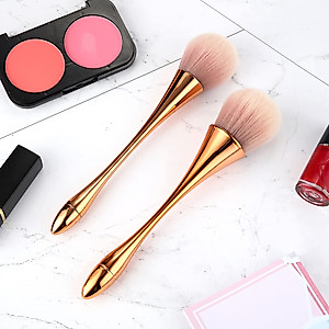 Boao 2 Pcs Large Fluffy Makeup Brushes Soft Bronzer Powder Brush for Coverage Loose Blending Buffing Nail Foundation(Rose Gold)