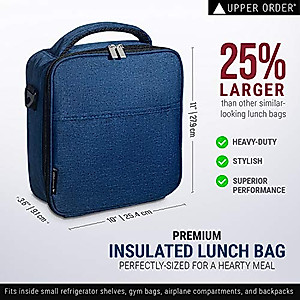 UPPER ORDER Reusable Insulated Lunch Box for Men and Women (Black) Durable Leakproof Cooler Tote Bag Freezable Lunch Bag for Adults. Top Women and Mens Lunch Box for Office Work, Picnic.