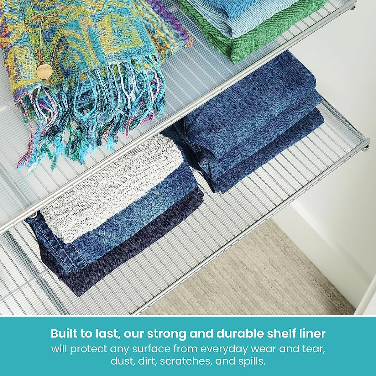 Con-Tact Brand Premium Plus Heavy Duty Non-Adhesive Shelf and Drawer Liner, 12" x 6', Ribbed Clear, 6 Rolls