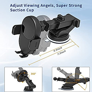 SUPERNIGHT Wireless Car Charger, 15W Qi Fast Charging Auto Clamping Phone Holder Mount on Air Vent & Dashboard for iPhone Samsung Galaxy etc, Wireless Auto-Sensing Charger Phone Holder