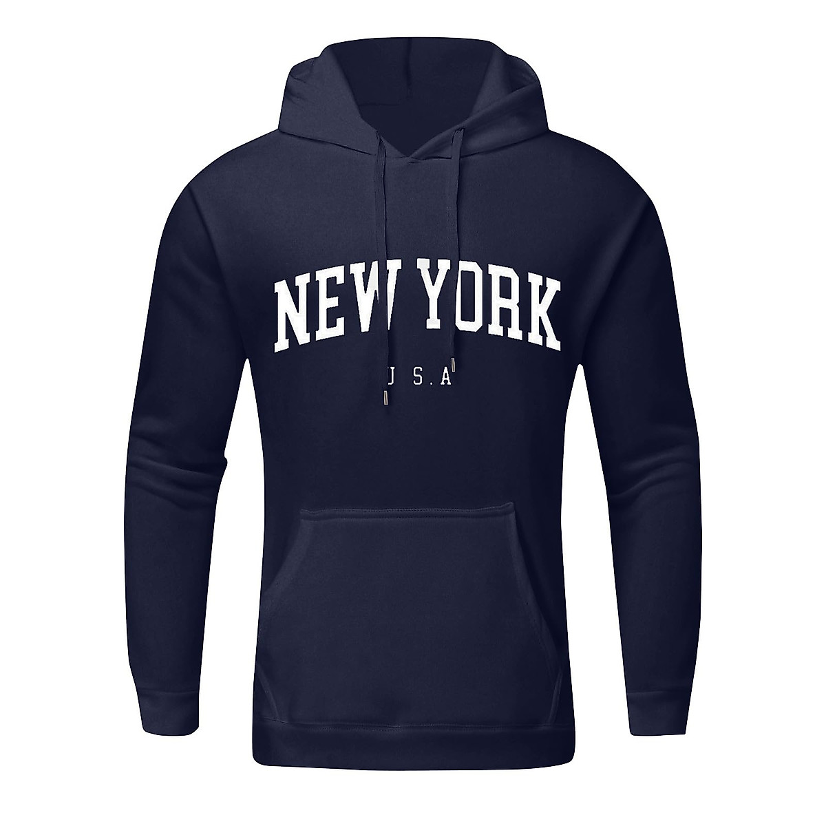 Men's Oversized Pullover Letter Print Graphic Hoodies Long Sleeve Casual New York Sweatshirt with Pocket WorkoutHoodiets For Men Hoodies Fear Of God Black Sweatshirt,(Navy,L)