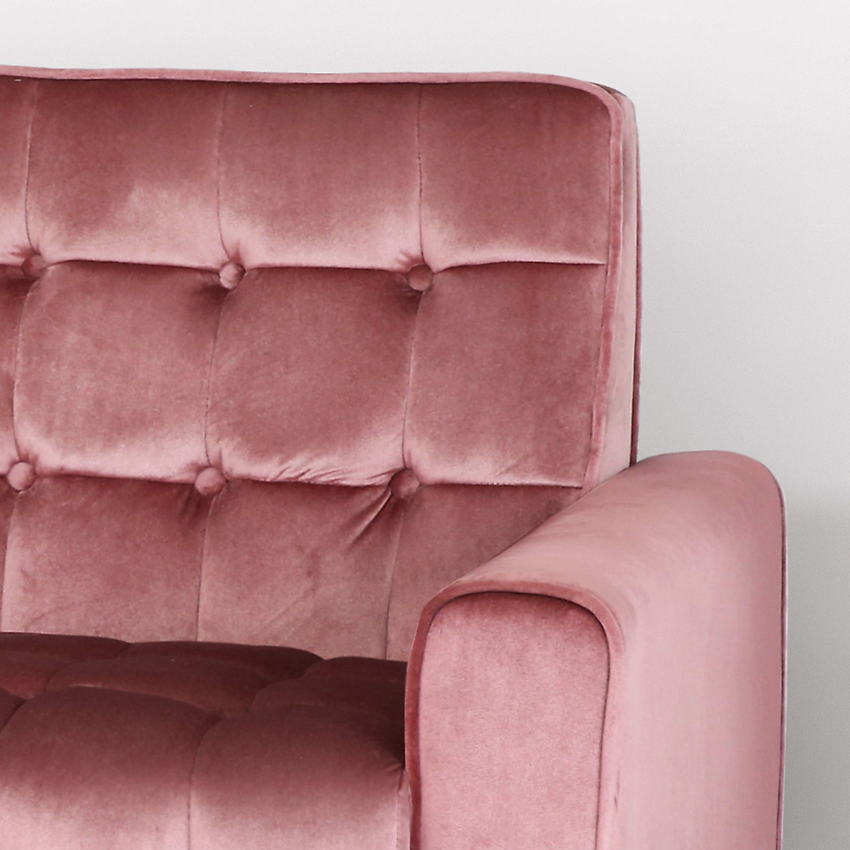 Christopher Knight Home Aubrie Tufted Velvet Loveseat Tipped Tapered Legs, Blush and Gold Finish